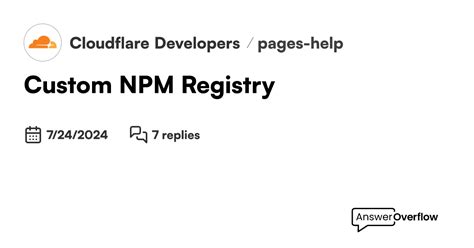 Custom Npm Registry Cloudflare Developers
