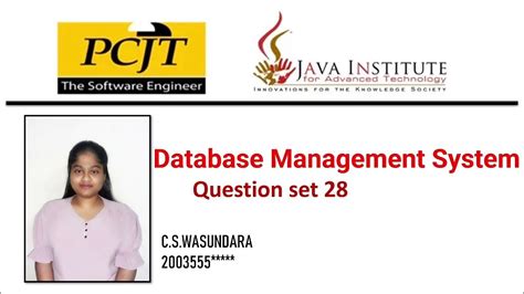 question set 28 database management system java institute youtube