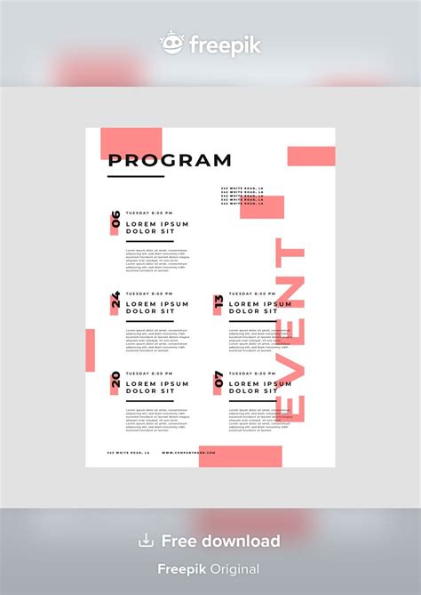 Free Vector Event Programming Poster Template Poster Template Corporate Identity Mockup