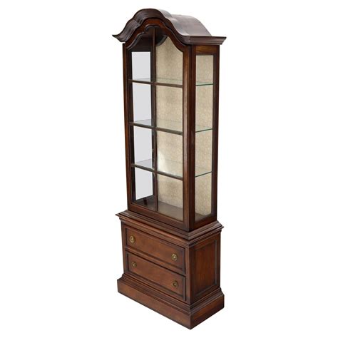 Dome Shape Top Glass Shelves Two Drawer Compartment Curio Display