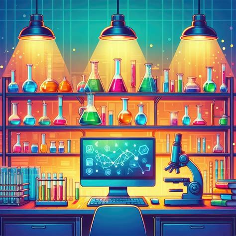 A Digital Display Of A Lab With A Blue Background With A Blue
