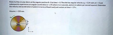 Point A Of The Circular Disk Is At The Angular Position O At Time Tothe