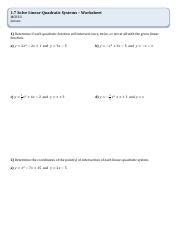 1 7 Worksheet Pdf 1 7 Solve Linear Quadratic Systems Worksheet