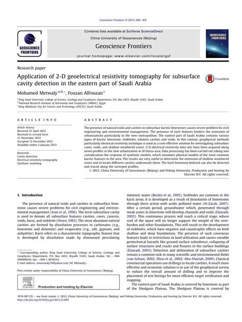 Pdf Application Of 2 D Geoelectrical Resistivity Tomography