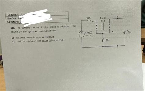 solved q4 the variable resistor in the circuit is adjusted