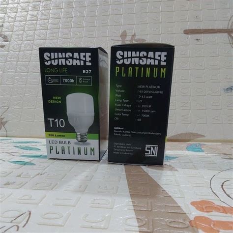 Jual LAMPU LED SUNSAFE PLATINUM 10 WATT NYALA PUTIH TERANG SNI EKONOMIS Shopee Indonesia