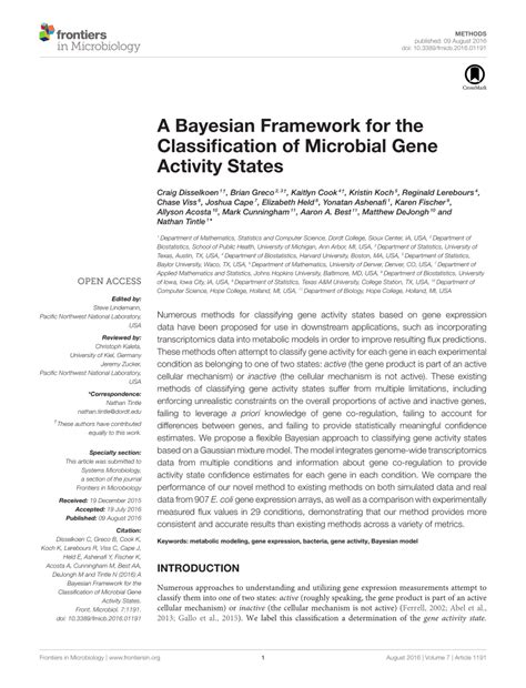 Pdf A Bayesian Framework For The Classification Of Microbial Gene Activity States