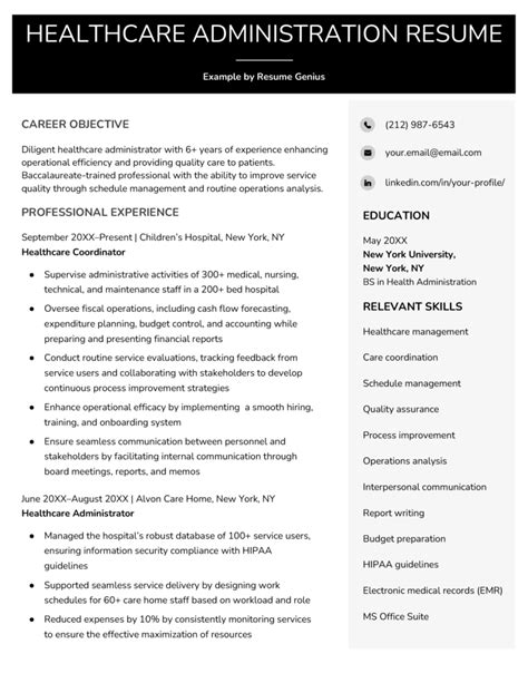 2 Healthcare Administration Resume Examples Free Template