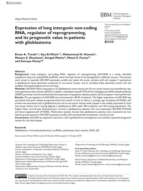 Pdf Expression Of Long Intergenic Non Coding Rna Regulator Of