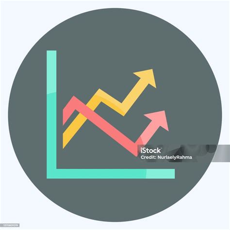Multiple Line Graph Icon In Trendy Flat Style Isolated On Soft Blue Background Stock