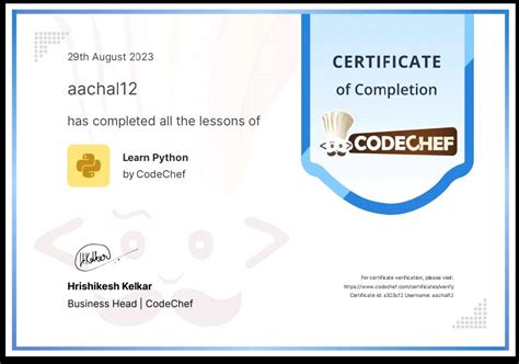 Aachal Girase On Linkedin Python Certification Codechef