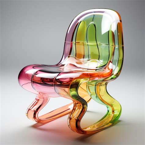 Brightly Colored Plastic Chair With Curved Legs And A Curved Seat