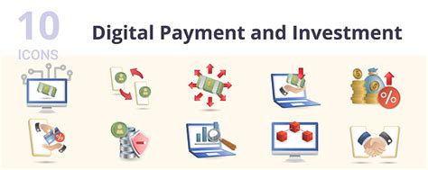 핀테크 및 온라인 뱅킹을 위한 디지털 결제 및 투자 아이콘 설정 0명에 대한 스톡 벡터 아트 및 기타 이미지 0명 경제 교환 Istock