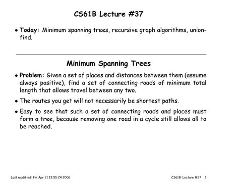 Minimum Spanning Trees Data Structures And Advanced Programming