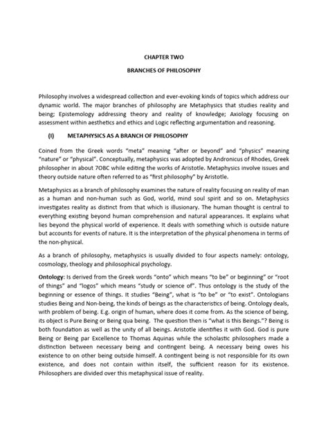 Branches Of Philosophy Metaphysic And Epistemology Pdf Knowledge