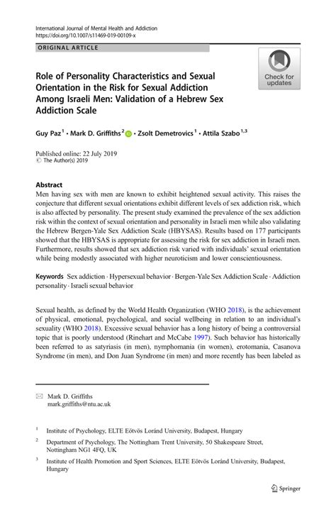 PDF Role Of Personality Characteristics And Sexual Orientation In The Risk For Sexual