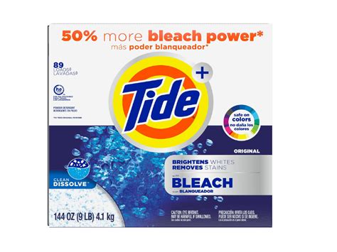 Tide Plus Bleach Powder Laundry Detergent Original 89 Loads 144 Oz4