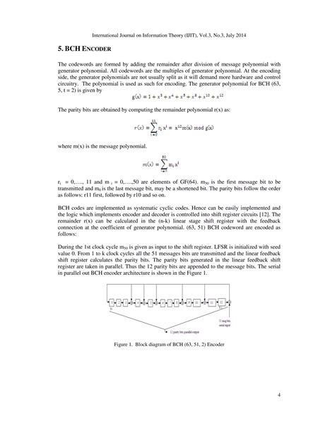 Hardware Implementation Of 63 51 Bch Encoder And Decoder For Wban Using Lfsr And Bma [ Pdf