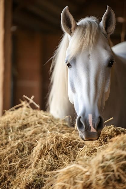 Free Photo | Close up on horse eating hay