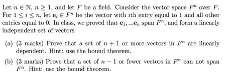 Solved Let N E N N And Let F Be A Field Consider The Chegg Com