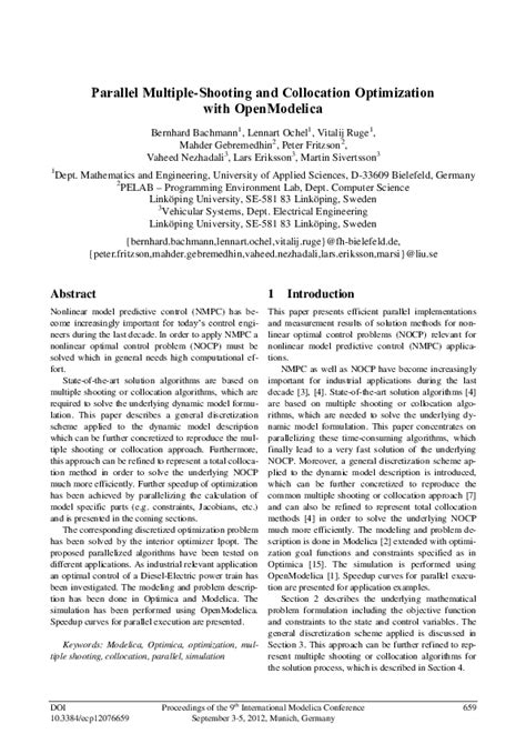 Pdf Parallel Multiple Shooting And Collocation Optimization With Openmodelica