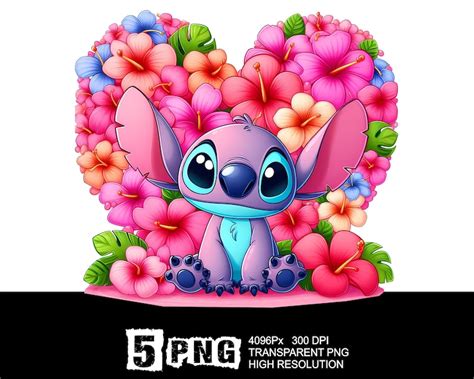 Stitch Flowers Heart Design 5 Png Stitch Clipart High Resolution Png