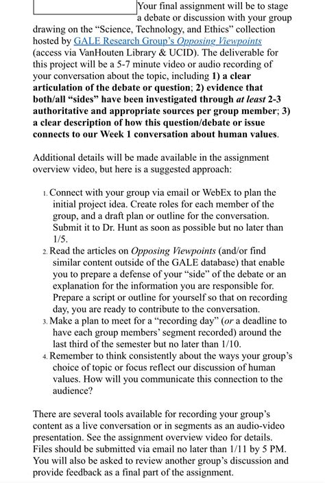 Solved Your final assignment will be to stagea debate or | Chegg.com
