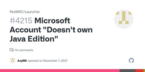 Microsoft Account Doesnt Own Java Edition · Issue 4215 · Multimclauncher · Github