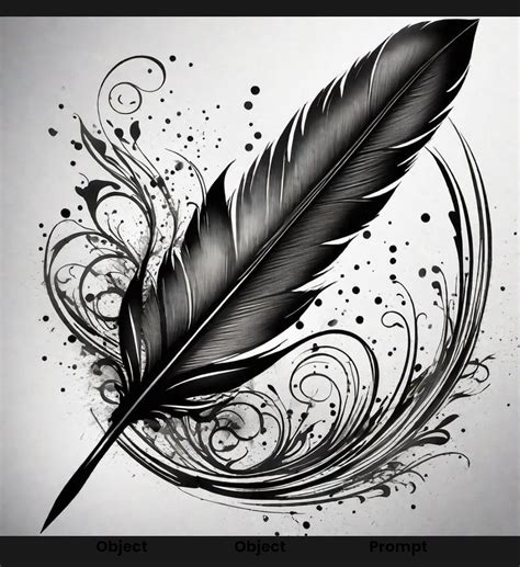 Feather Drawing With Ink Splatters