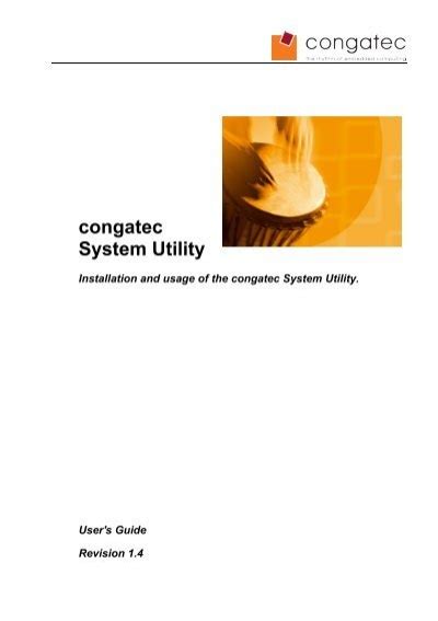 Congatec System Utility Users Guide Congatec Ag