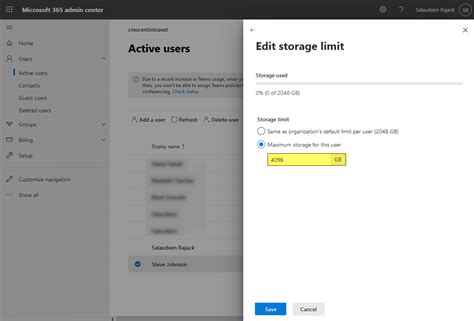 Onedrive How To Increase Storage Quota For A User Sharepoint Diary