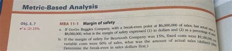 Solved Metric Based Analysis Obj 37 A 2 2596 Mba 11 1