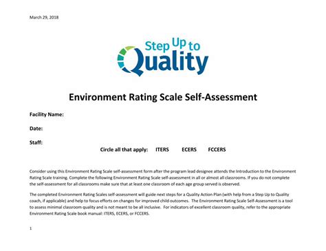 Pdf Environment Rating Scale Self Assessment · The Environment Rating