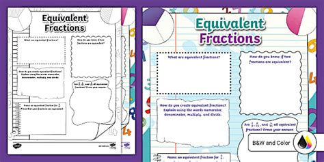 Fourth Grade Equivalent Fractions Math Journal Page Twinkl