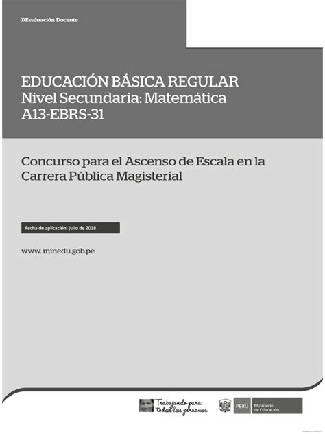 A13 Ebrs 31 Matematicas Version 1 Pdf