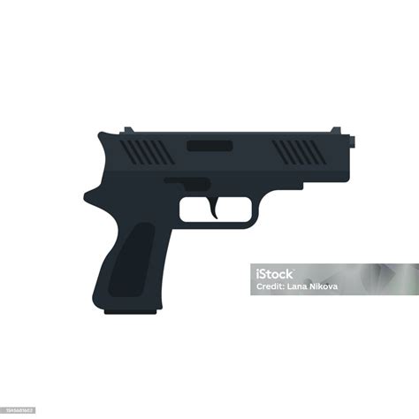 권총 총 아이콘 벡터 실루엣 그림은 흰색 배경에 분리되어 있습니다 갈등 상황의 위험 경찰과 군대 Оружие 적 침략자에 대한 방어 도움 옵션 테러 방지 조치 강철에 대한