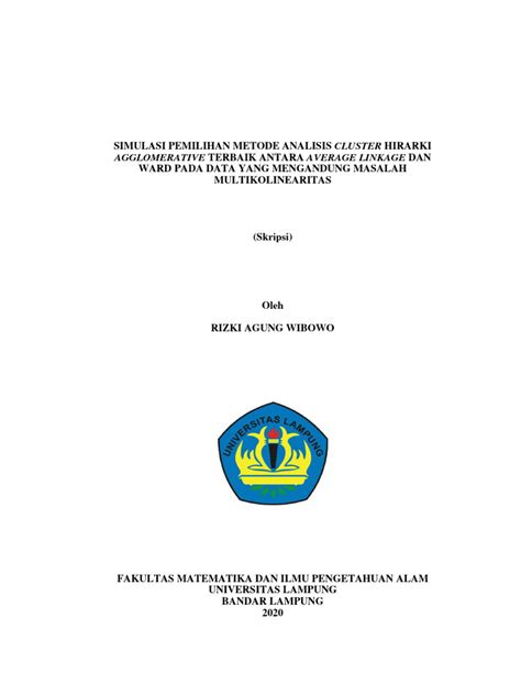 Simulasi Pemilihan Metode Analisis Cluster Hirarki Ward Pada Data Yang