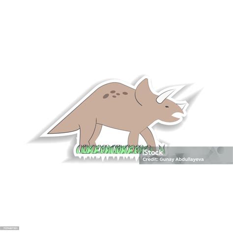 트리케라톱스 만화 스티커 아이콘입니다 컬러 아이콘에서 선사 시대의 요소입니다 정보 그래픽 모바일 응용 프로그램 웹 디자인 웹 사이트에 대 한 간단한 아이콘 개념에 대한 스톡