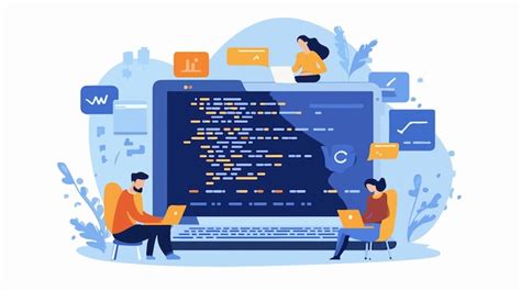 professional programming and coding flat illustration for design
