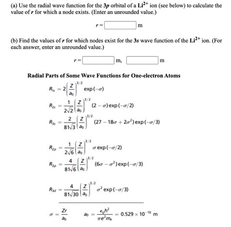 Solved A Use The Radial Wave Function For The P Orbital Chegg