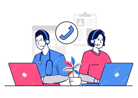 Иллюстрация контактной группы больницы свяжитесь с нами для пациента ...