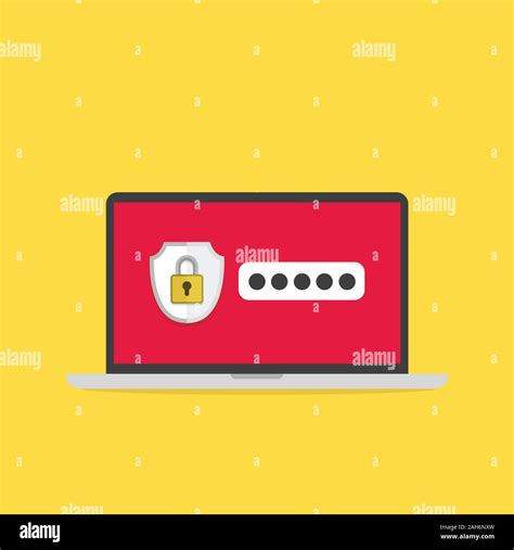 Laptop With Password Notification On Lock Screen Vector Stock Vector