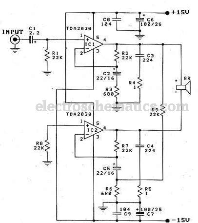 TDA2030 Bridged Audio Amplifier Circuit