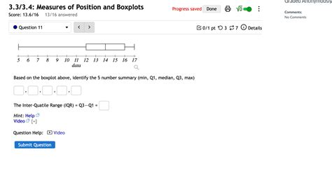 Solved 3 3 3 4 Measures Of Position And Boxplots Progress