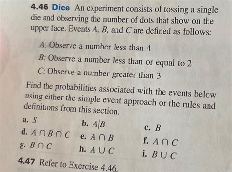 solved 4 46 dice an experiment consists of tossing a single