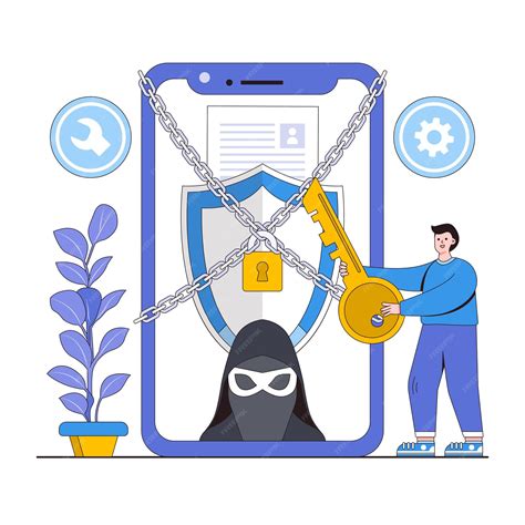 Concepto De Ilustración De Vector De Privacidad En Línea Con Personajes