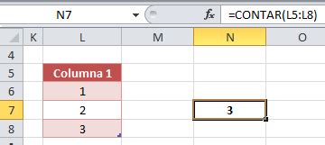 témporaExcel La función CONTAR en Excel