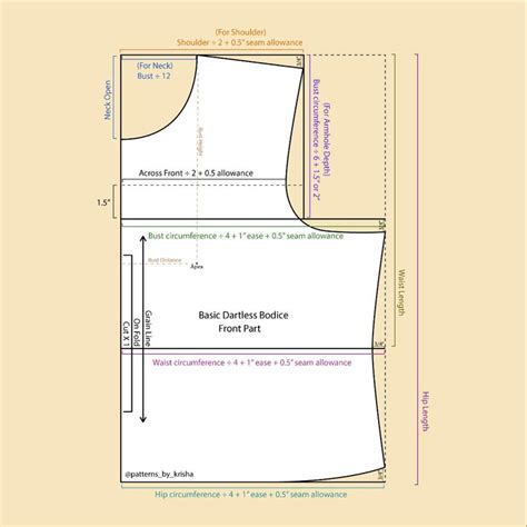 Dartless Basic Bodice Sewing Pattern With Formula Included