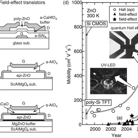 The Schematic Structures Of Prototype Zno Based Transistors A Bottom Download Scientific