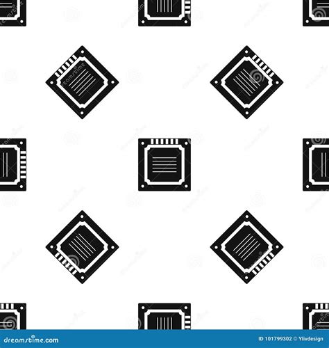 Modern Multicore Cpu Pattern Seamless Black Stock Vector Illustration Of Industry Board